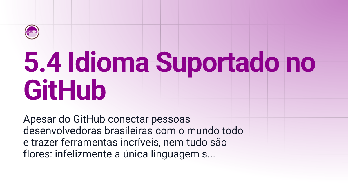 5.4 Idioma Suportado no GitHub | Git e GitHub para Humanos